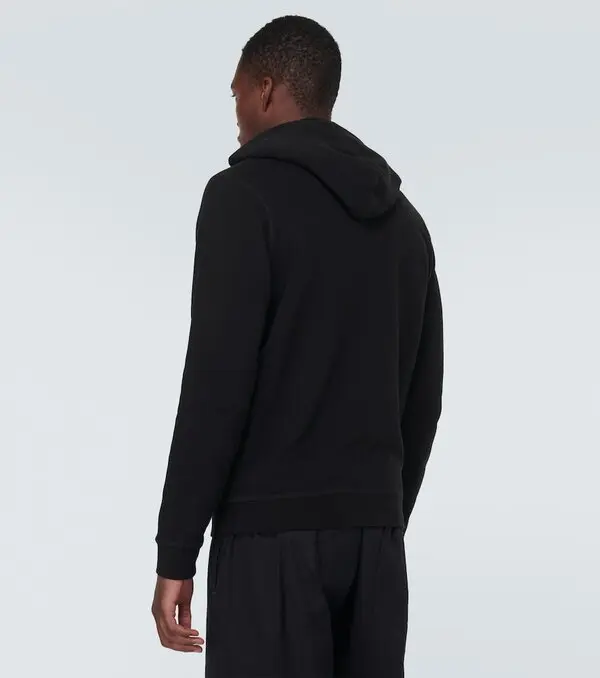 Sunspel Loopback Cotton Zip-up Hoodie - Black