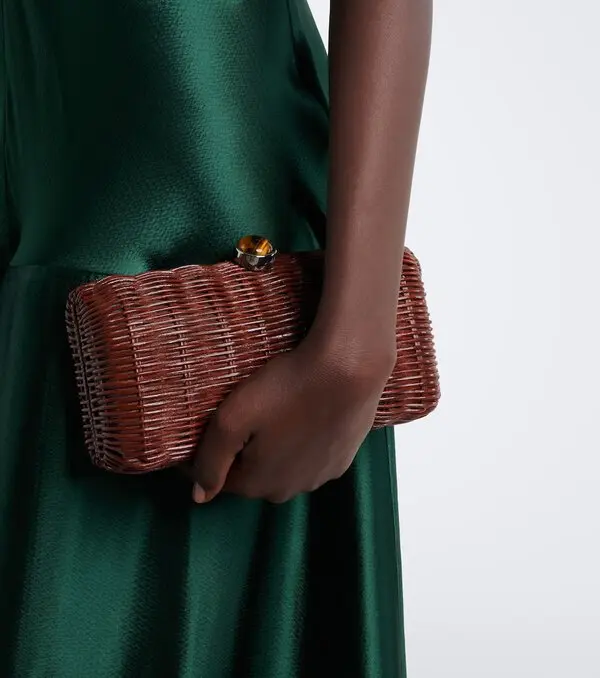 Judith Leiber Embellished Woven Clutch - Brown