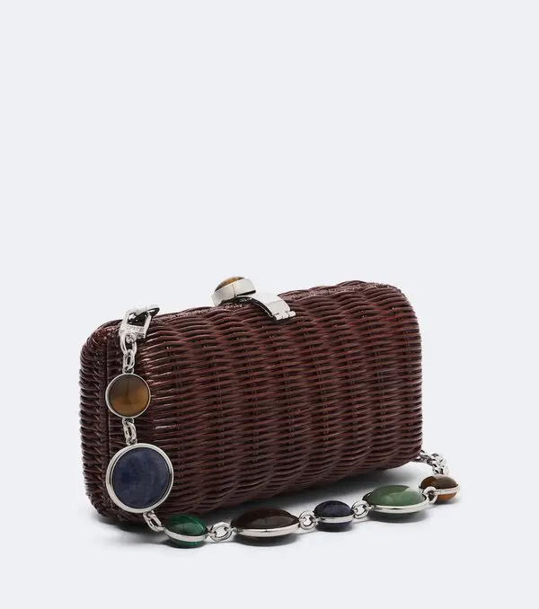 Judith Leiber Embellished Woven Clutch - Brown