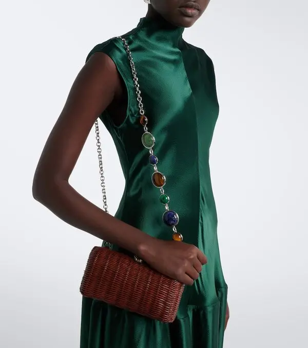 Judith Leiber Embellished Woven Clutch - Brown