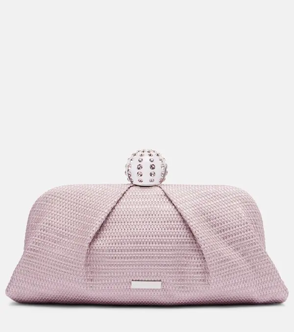 AQUAZZURA Tequila Embellished Canvas Clutch - Pink