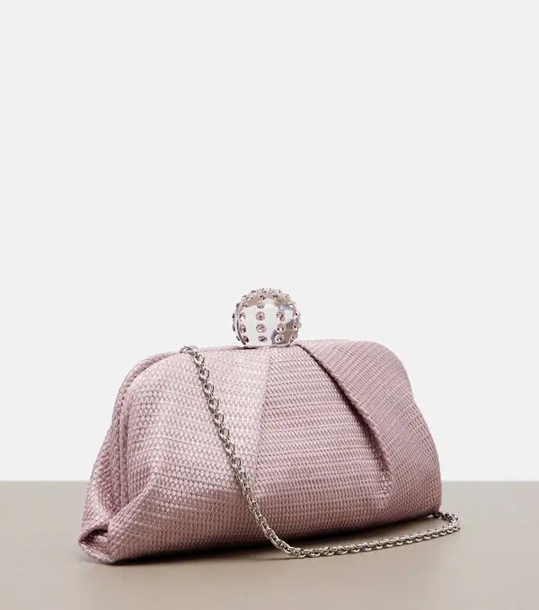 AQUAZZURA Tequila Embellished Canvas Clutch - Pink