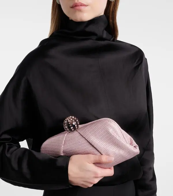 AQUAZZURA Tequila Embellished Canvas Clutch - Pink