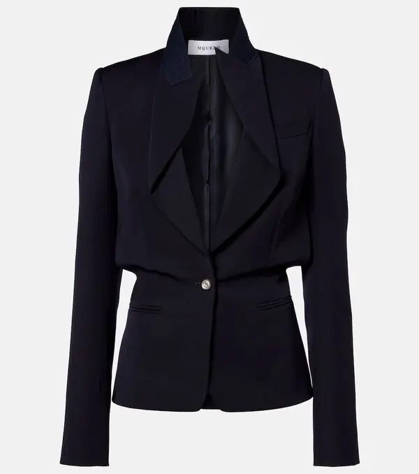 Alexander McQueen Single-breasted Wool Blazer - Blue