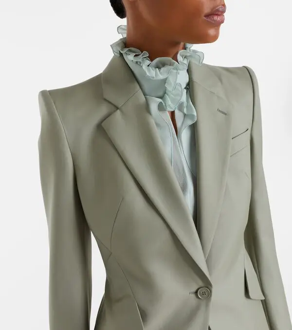 Alexander McQueen Single-breasted Wool Blazer - Green