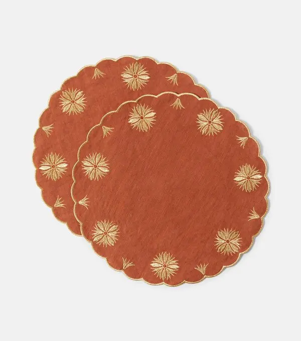 CABANA Terracotta Set Of 2 Linen And Cotton Placemats - Brown