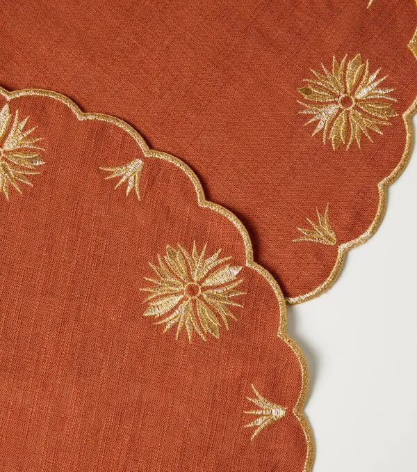 CABANA Terracotta Set Of 2 Linen And Cotton Placemats - Brown