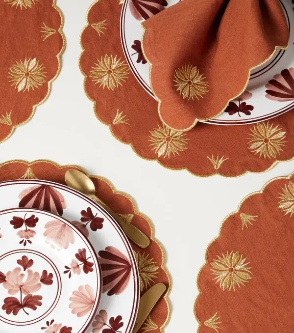 CABANA Terracotta Set Of 2 Linen And Cotton Placemats - Brown