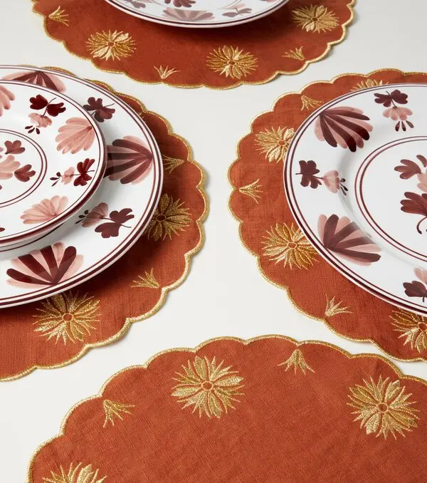 CABANA Terracotta Set Of 2 Linen And Cotton Placemats - Brown