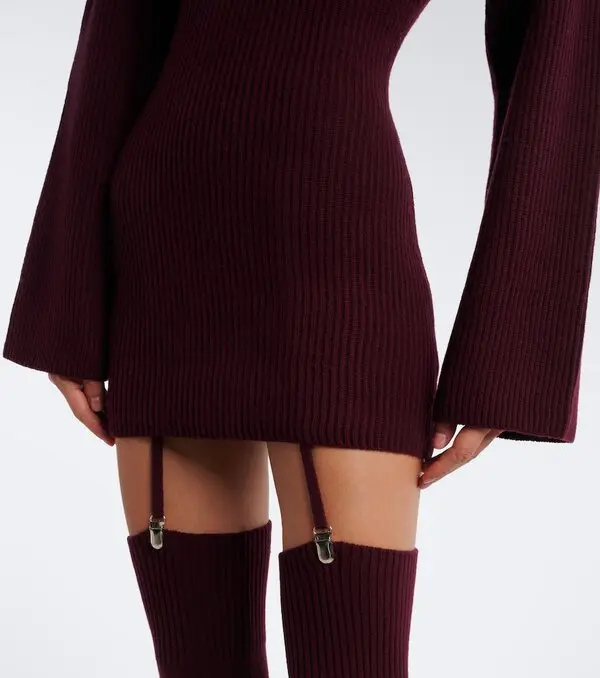 AYA MUSE Ribbed-knit Wool Minidress And Tights Set