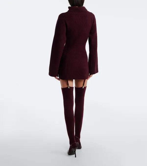 AYA MUSE Ribbed-knit Wool Minidress And Tights Set
