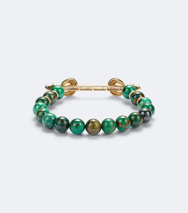 ANANYA 18kt Yellow Beaded Bracelet With Aquamarines And Diamonds