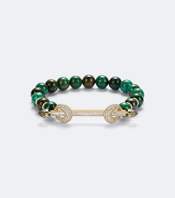 ANANYA 18kt Yellow Beaded Gemstone Bracelet - Green