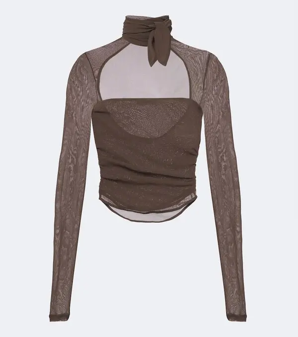 LEMAIRE Mesh Turtleneck Top - Brown