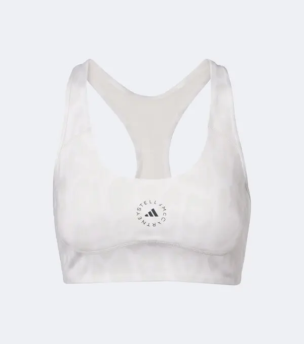 Adidas By Stella McCartney Logo Leopard-print Sports Bra - White