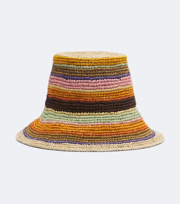 Zimmermann Raffia Striped Bucket Hat