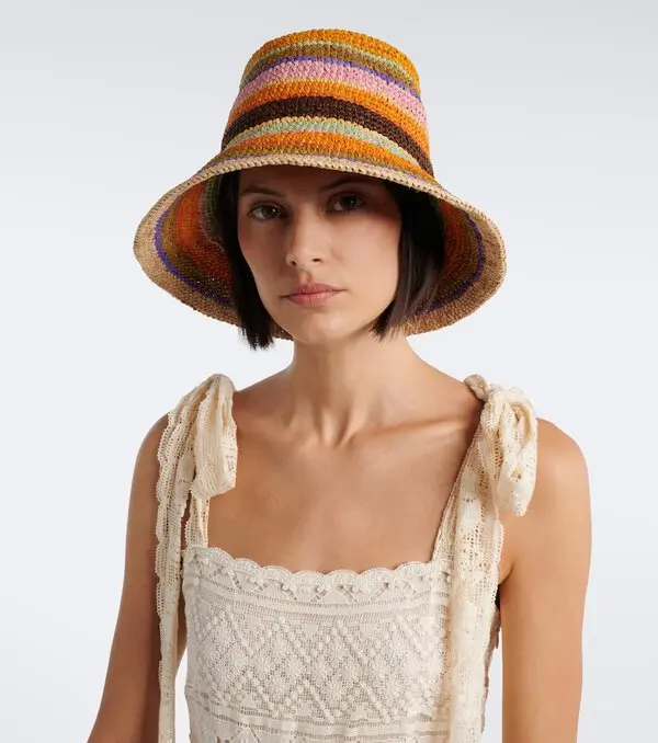 Zimmermann Raffia Striped Bucket Hat