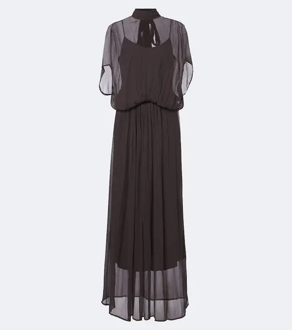 Staud Viviana Sheer Maxi Dress - Brown