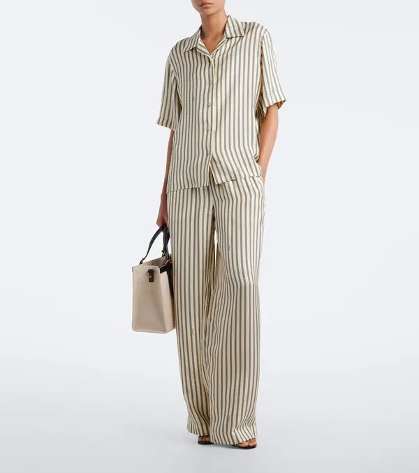 Versace Striped Silk Wide-leg Pants