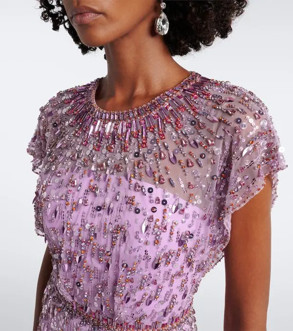 Jenny Packham Lauretta Sequined Tulle Gown