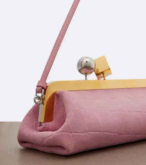Jacquemus Salon Croc-effect Suede Clutch