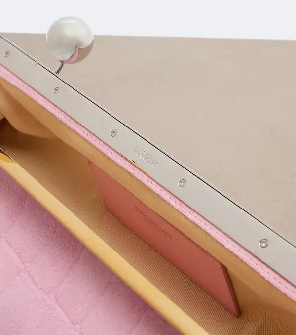 Jacquemus Salon Croc-effect Suede Clutch
