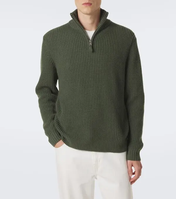 ALLUDE Wool And Cashmere Half-zip Sweater