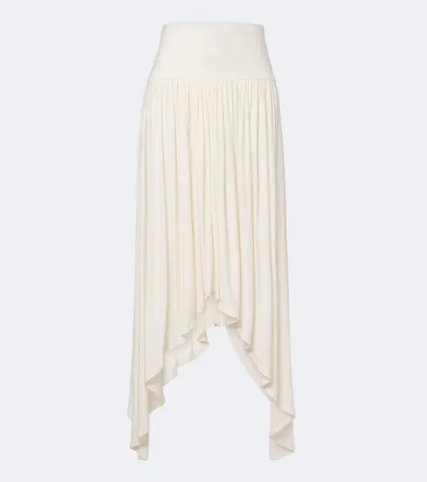 AYA MUSE Elya Asymmetric Pleated Midi Skirt - White