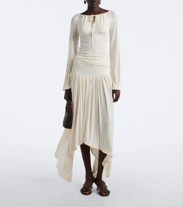 AYA MUSE Asymmetric Midi Skirt - White