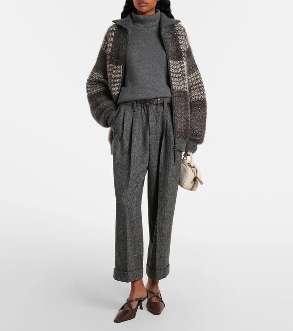 Brunello Cucinelli Pleated Wool-blend Tapered Pants