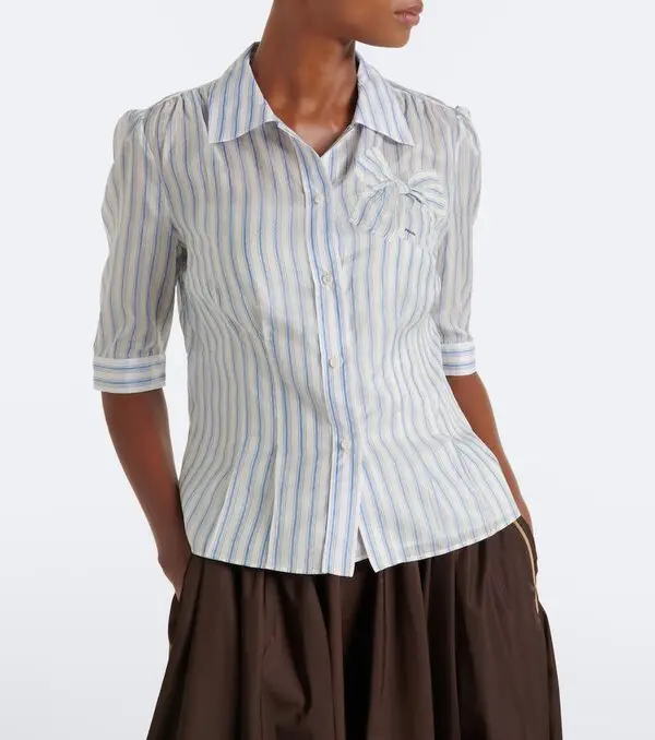 Prada Striped Bow Detail Shirt