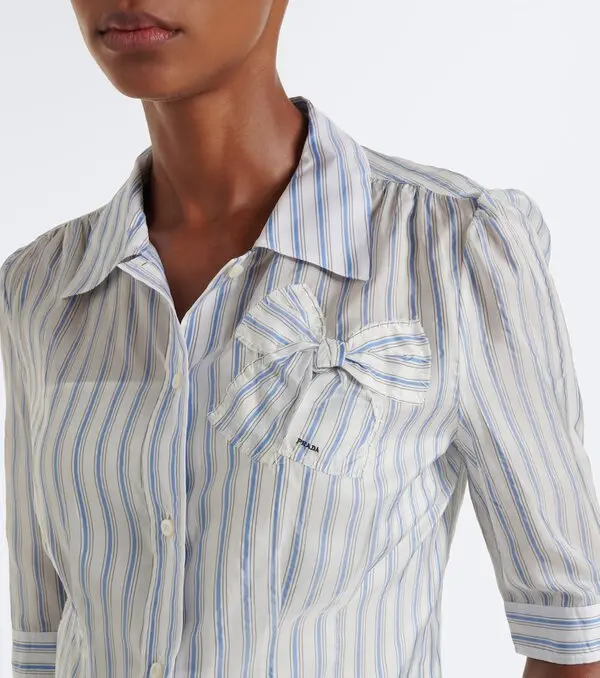Prada Striped Bow Detail Shirt