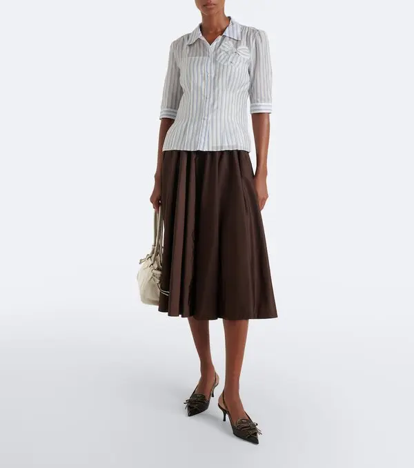 Prada Striped Bow Detail Shirt