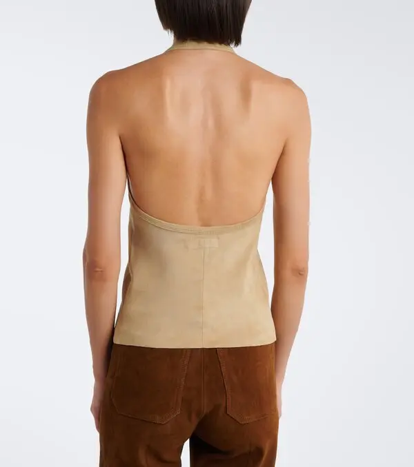 Stouls Halterneck Suede Top - Beige