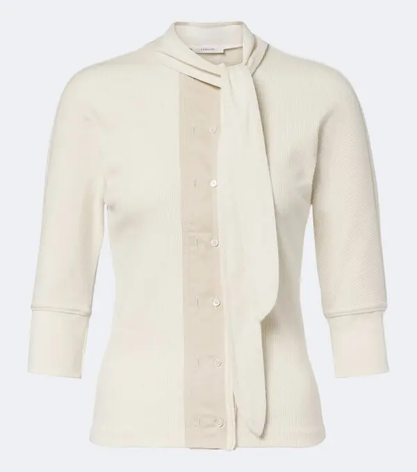 LEMAIRE Ribbed-knit Cotton And Linen Top - Beige