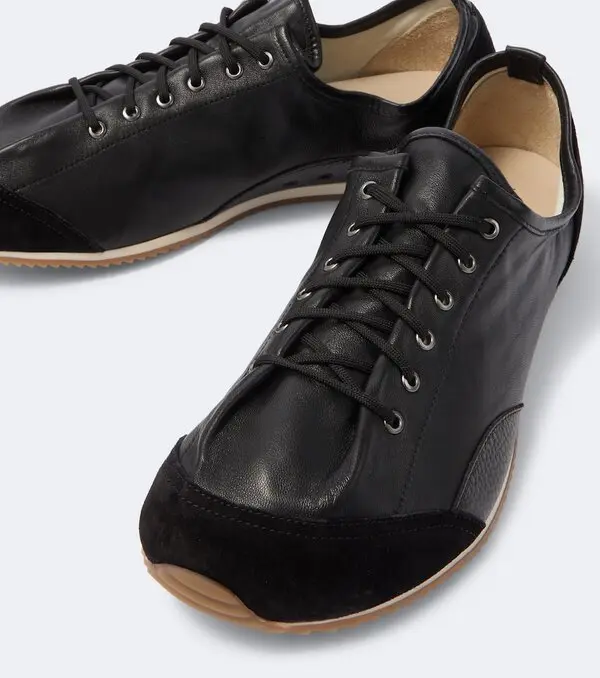 LEMAIRE Suede-trimmed Leather Sneakers - Black