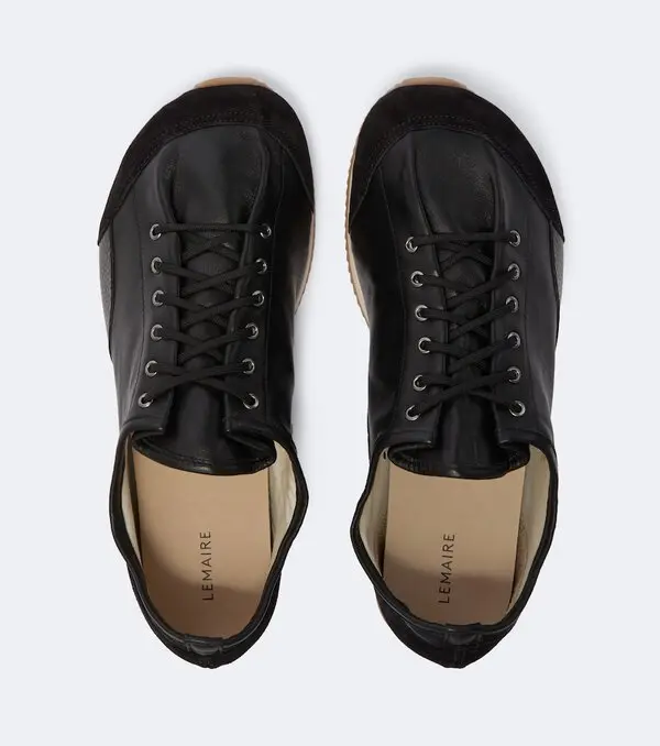 LEMAIRE Suede-trimmed Leather Sneakers - Black