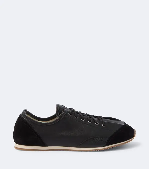 LEMAIRE Suede-trimmed Leather Sneakers - Black