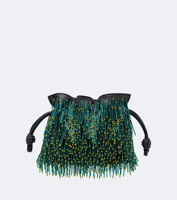 Loewe Flamenco Mimosa Mini Leather Clutch - Black