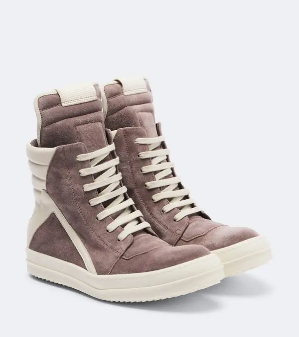 Rick Owens Geobasket Suede High-top Sneakers - Purple