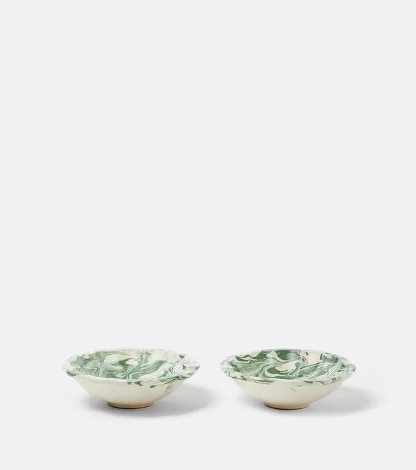 CABANA Marbled Set Of 2 Ceramic Bowls