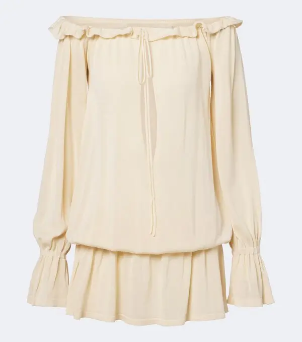 AYA MUSE Cryo Ruffled Mini Dress - Beige