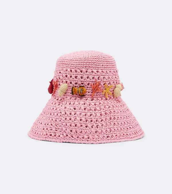 AQUAZZURA Embellished Crochet Bucket Hat