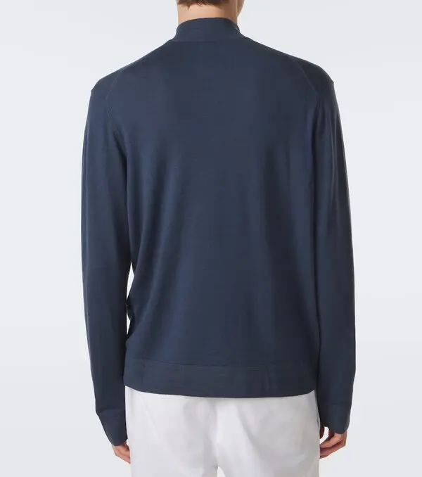 Sunspel Wool Half-zip Sweater - Blue