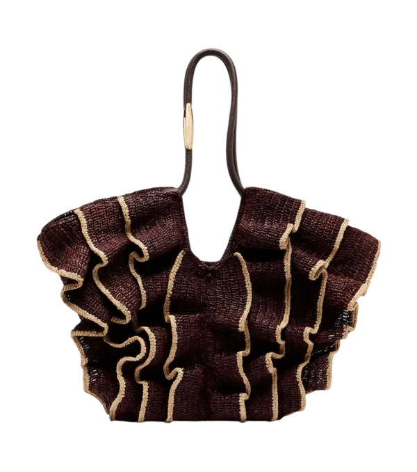 Zimmermann Ruffled Raffia Tote Bag - Brown