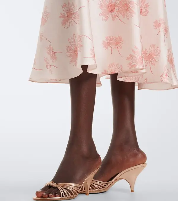 RODARTE Floral Silk Twill Midi Dress - Pink