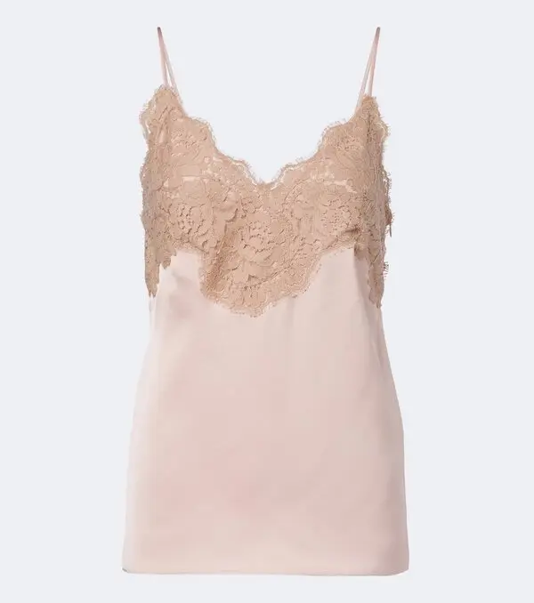 Valentino Garavani Lace-trimmed Cady Camisole - Pink
