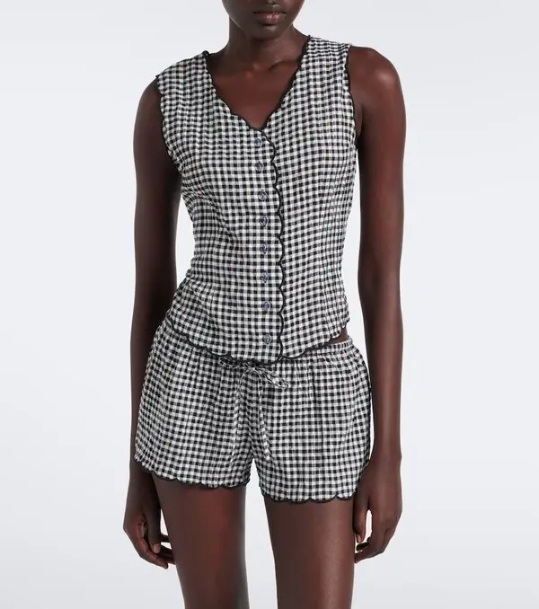 MONTCE Gingham Scalloped Vest