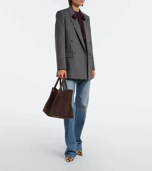 Valentino Garavani Vlogo Signature Suede Tote Bag
