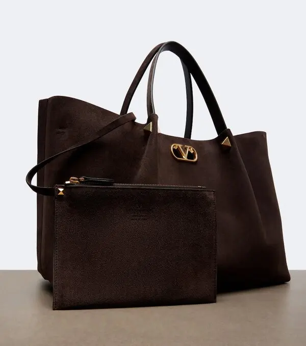 Valentino Garavani Vlogo Signature Suede Tote Bag